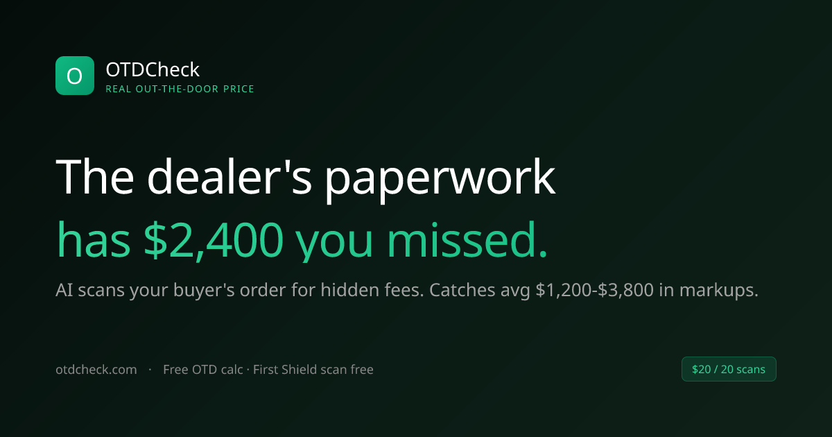 OTDCheck: Free VIN Check, Dealer Scores & OTD Price Calculator
